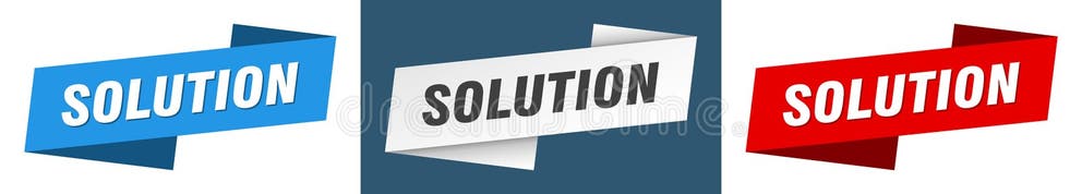 Solution Banner. Solution Ribbon Label Sign Set Stock Vector ...