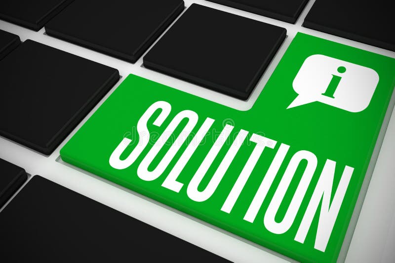 Solution on Black Keyboard with Green Key Stock Illustration ...