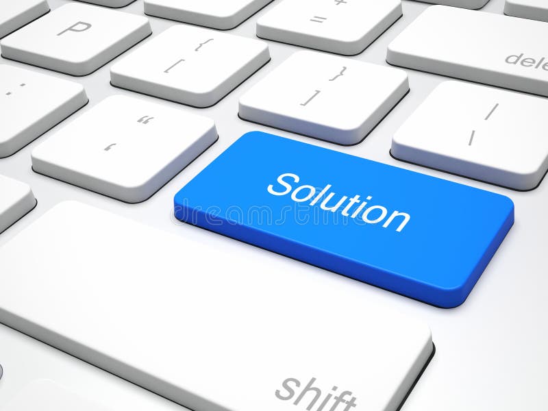 Solution blue button stock illustration. Illustration of render - 68267702
