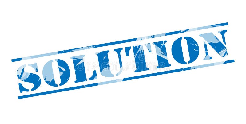 Solution blue stamp stock illustration. Illustration of label - 97577519