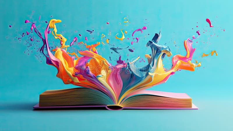 Solution Book Flat Design Front View Knowledge Theme 3D Render Vivid ...