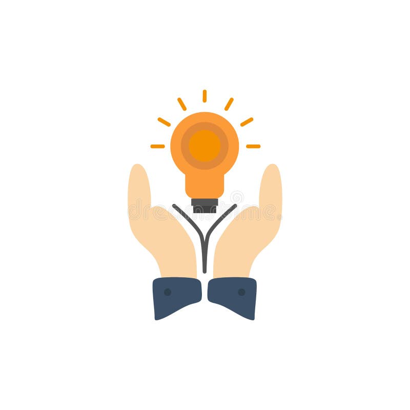 Solution, Bulb, Business, Hand, Idea, Marketing Flat Color Icon. Vector ...