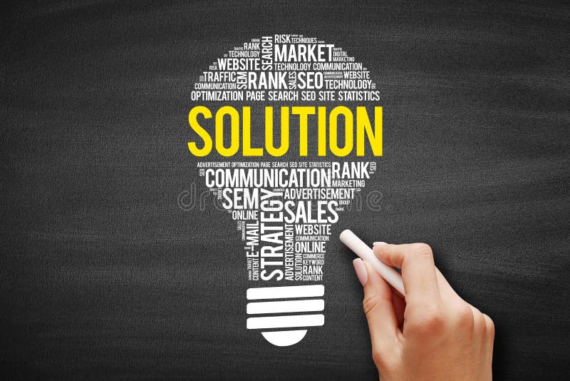 SOLUTION Bulb Word Cloud, Business Concept on Blackboard Stock Image ...