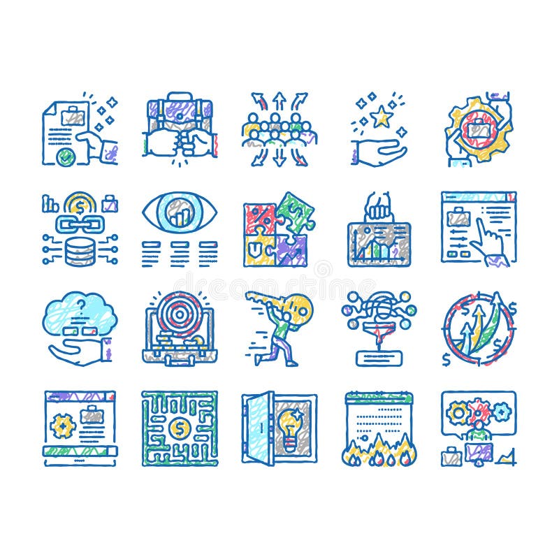 Vector Doodle Set Icons Symbol Idea Stock Photos - Free & Royalty-Free ...