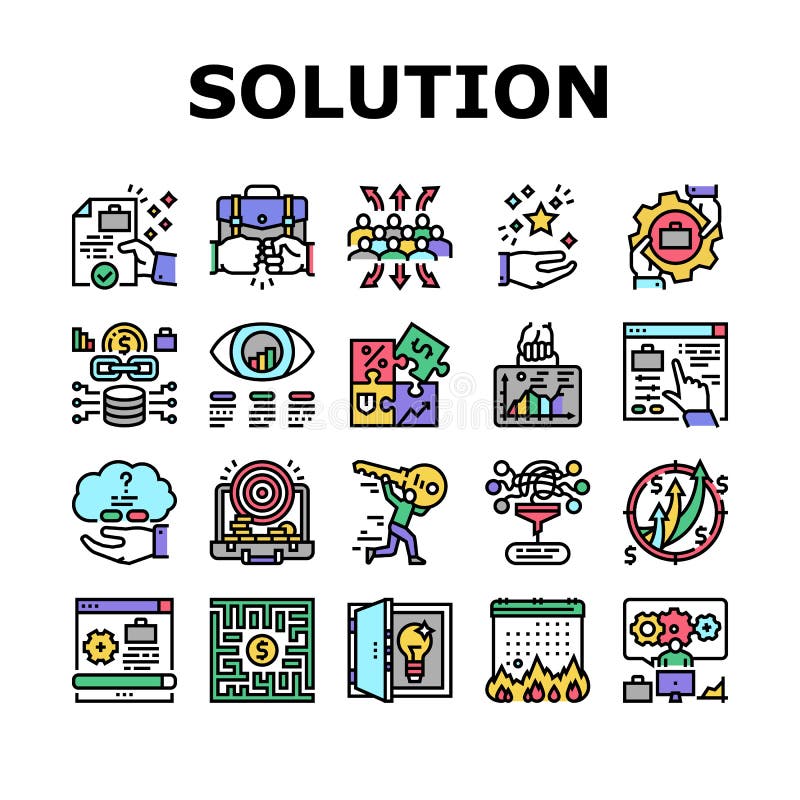 Vector Set of Strategy and Problem Solving Icons Stock Vector ...