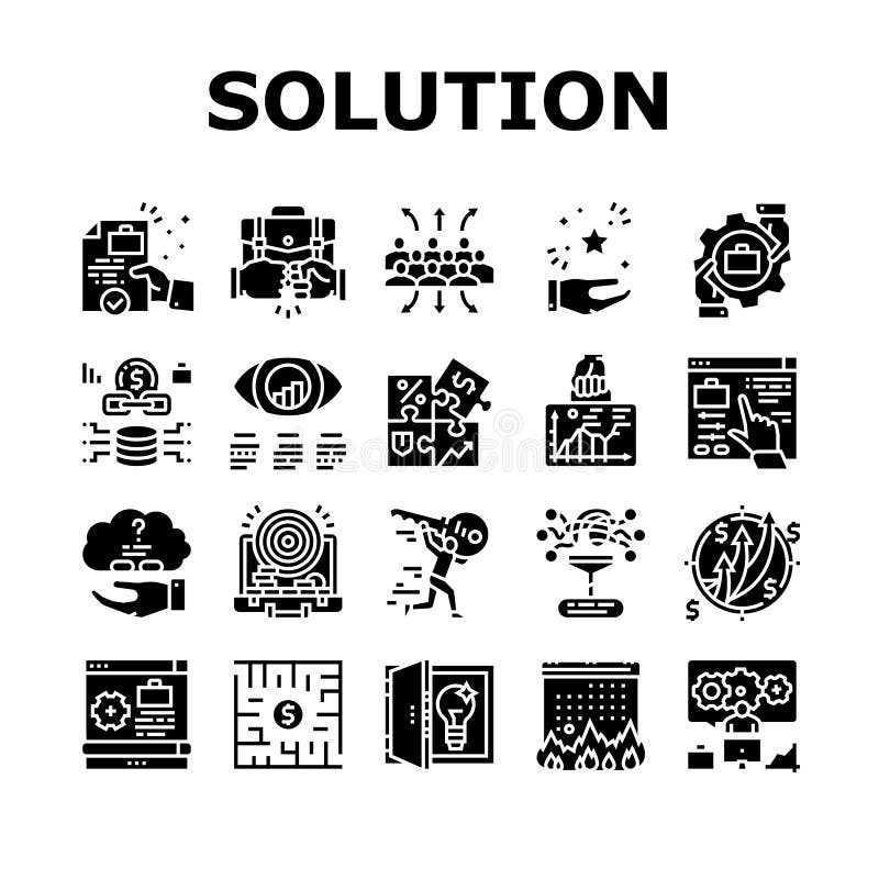 Solution Business Problem Task Icons Set Vector Stock Vector ...
