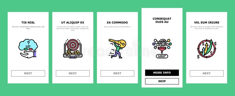 Solution Business Problem Task Onboarding Icons Set Vector Stock Vector ...