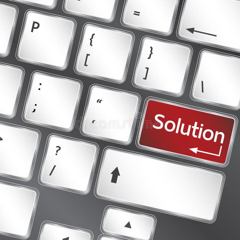 Solution Button on Keyboard of Laptop Stock Illustration - Illustration ...