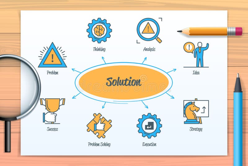 Solution Chart with Icons and Keywords Stock Illustration ...