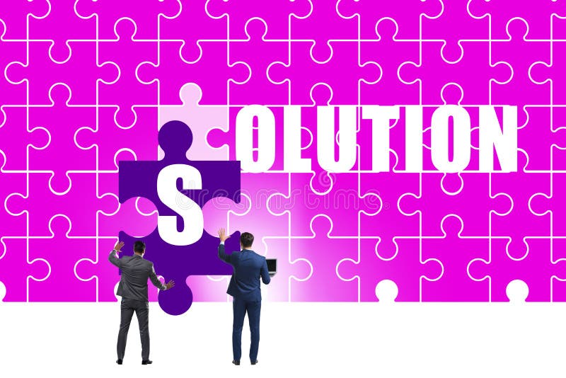 Solution Concept with Businessman Solving Jigsaw Puzzle Stock Image ...