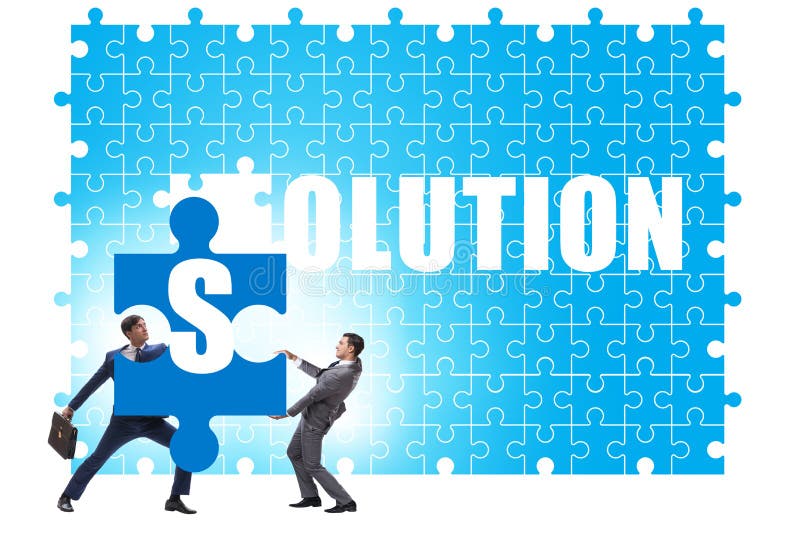 Solution Concept with Businessman Solving Jigsaw Puzzle Stock Image ...