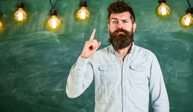 Solution Concept. Guy Has Idea or Warning Shows Index Finger Gesture ...