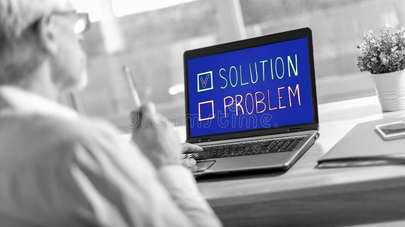 Solution Concept on a Laptop Screen Stock Photo - Image of text, screen ...