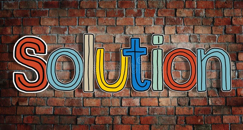 Solution Concepts and Brick Wall in the Background Stock Image - Image ...