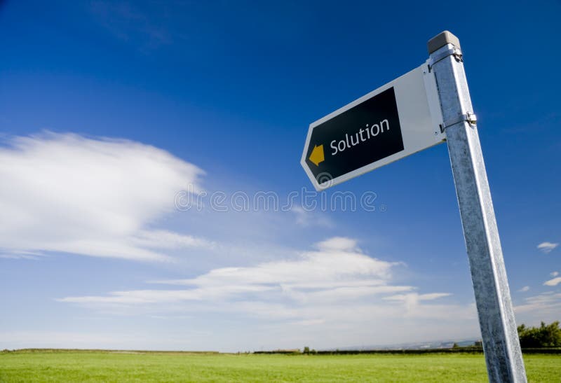 Solution direction sign stock photo. Image of scene, blue - 5611452