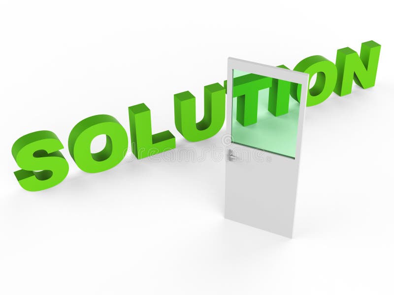 Solution Door Represents Resolution Doorframe and Achievement Stock ...