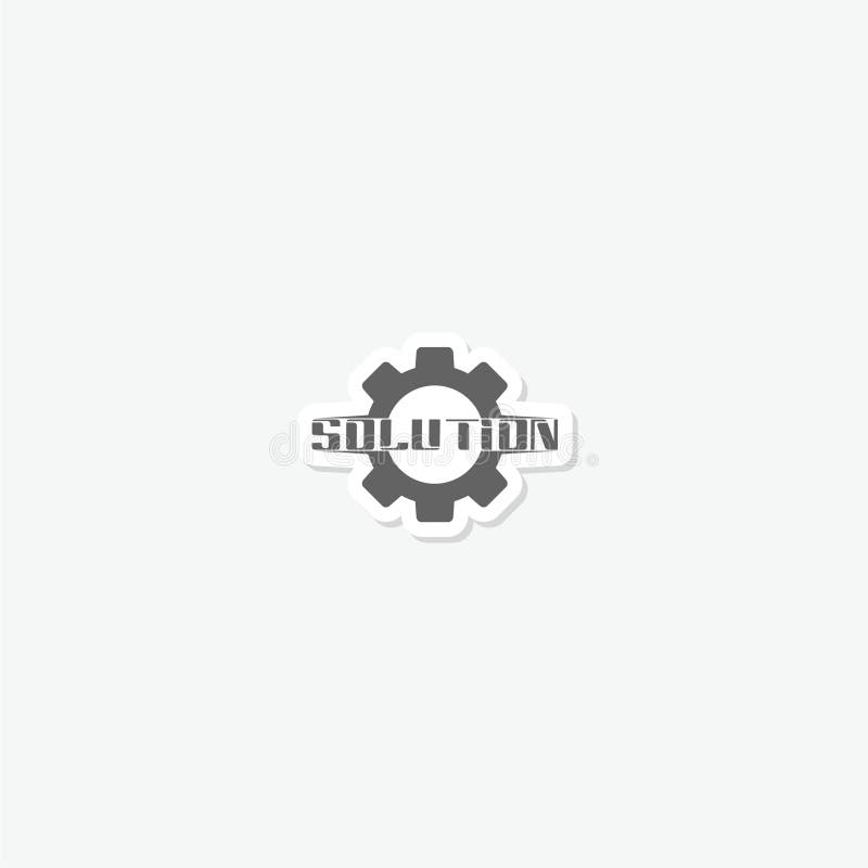 Solution Gear Icon Sticker Isolated on Gray Background Stock ...