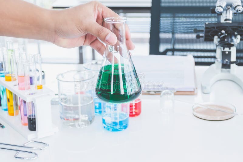 Solutions in Glassware in the Science Laboratory Stock Photo - Image of ...