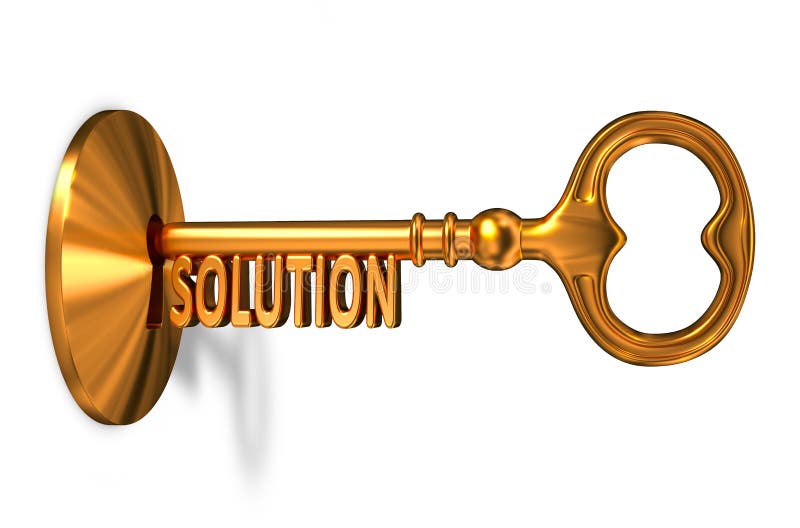 Solution - Golden Key is Inserted into the Keyhole Stock Illustration ...