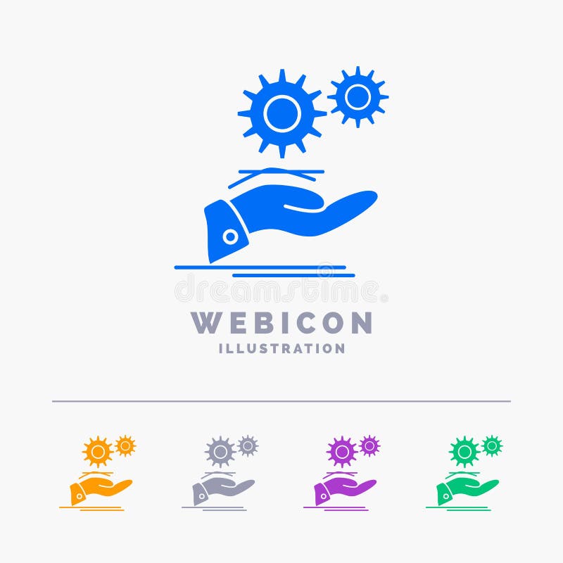 Solution, Hand, Idea, Gear, Services 5 Color Glyph Web Icon Template ...