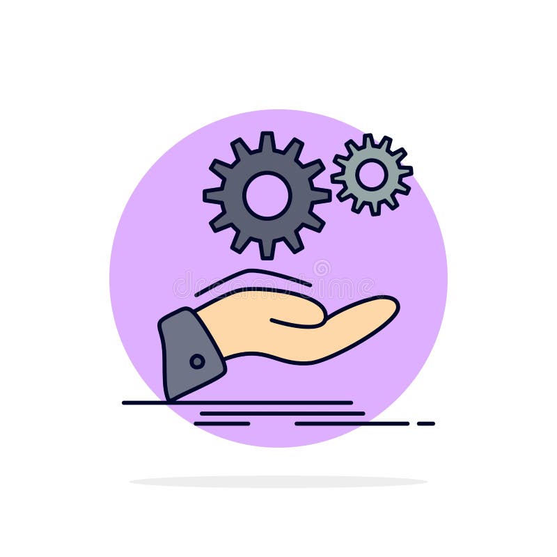 Solution, Hand, Idea, Gear, Services Flat Color Icon Vector Stock ...