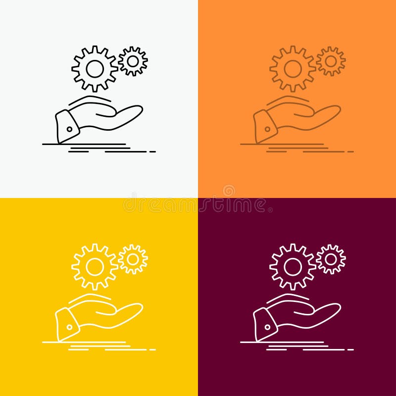 Solution, Hand, Idea, Gear, Services Icon Over Various Background. Line ...