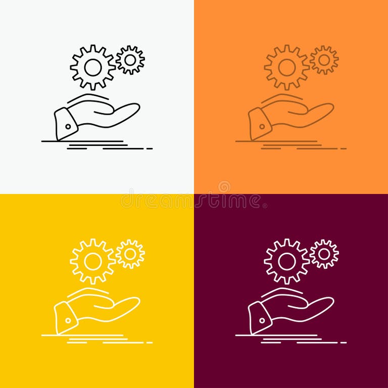 Solution, Hand, Idea, Gear, Services Icon Over Various Background. Line ...