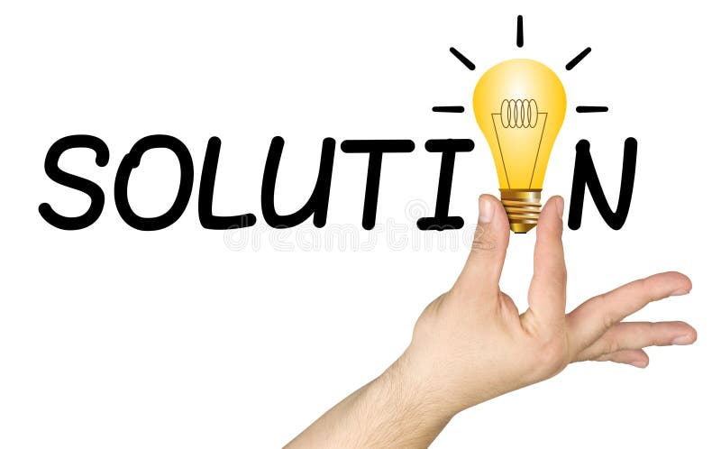 Solution Hand Light Bulb Word Stock Image - Image of white, symbolic ...