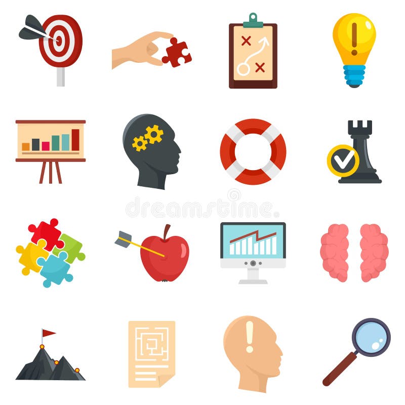 Solution Icon Set, Flat Style Stock Vector - Illustration of maze ...