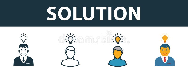 Solution Icon Set. Premium Symbol in Different Styles from Customer ...