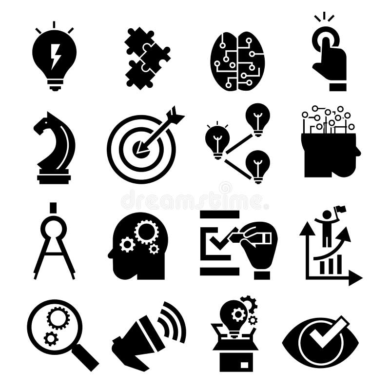 Solution Icon Set, Simple Style Stock Vector - Illustration of human ...