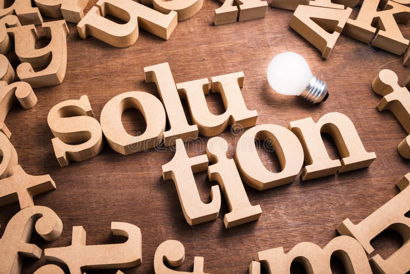Solution Idea stock image. Image of bulb, alphabet, answer - 143255881