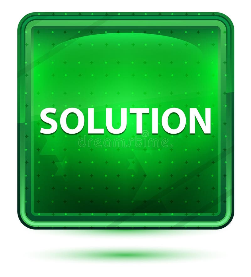 Solution Neon Light Green Square Button Stock Illustration ...