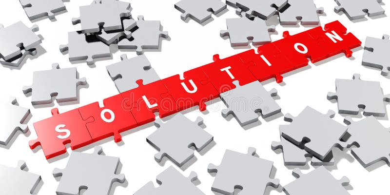 Solution - Jigsaw Puzzles Concept Stock Illustration - Illustration of ...