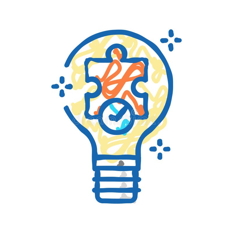 Solution Light Bulb Icon Doodle Illustration Stock Illustration ...