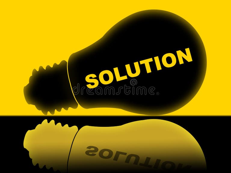 Solution Lightbulb Represents Solutions Success and Solved Stock ...