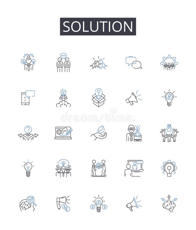 Solution Line Icons Collection. Answer, Fix, Resolve, Cure, Remedy, Key ...