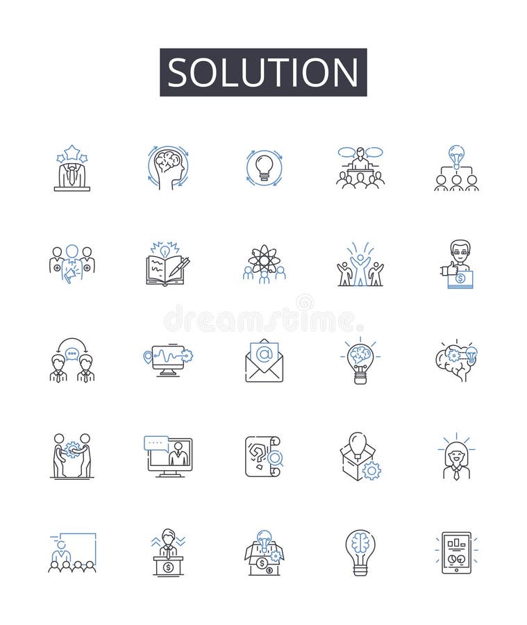 Solution Line Icons Collection. Answer, Fix, Resolve, Cure, Remedy, Key ...