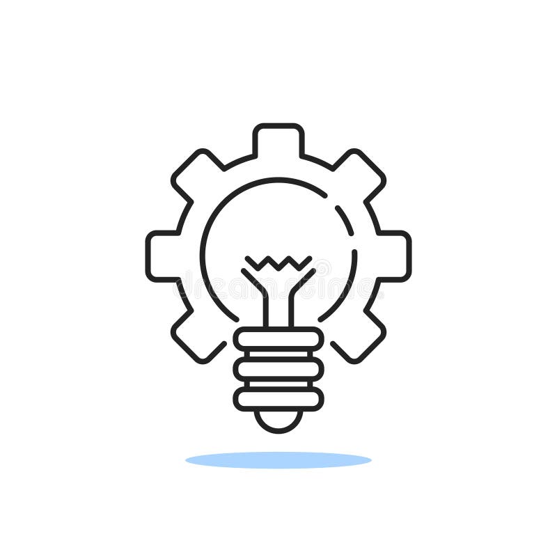 Solution Logo with Thin Line Light Bulb and Gear Stock Vector ...