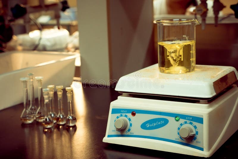 Beaker with Water Warming on Hot Plate Stock Image - Image of closeup ...