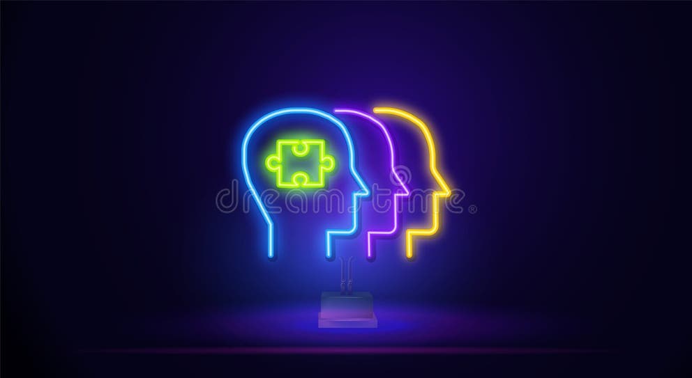 Solution Neon Light Icon. Solve Problem. Thinking Process. Find ...