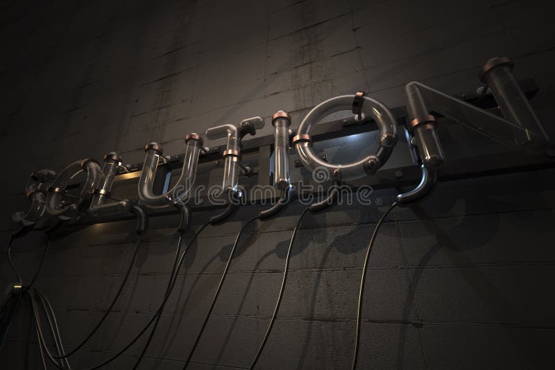 Solution Neon Sign stock image. Image of dimensional - 57324225