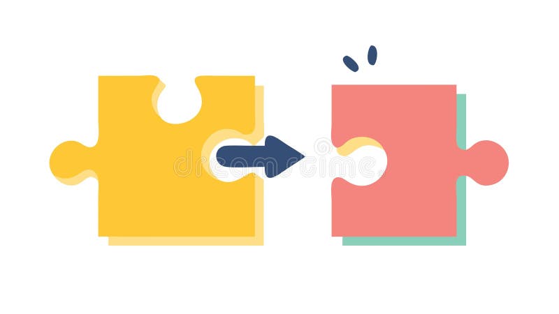 Solution Process: Puzzle Piece Transfer and Synergy, Vector Design ...
