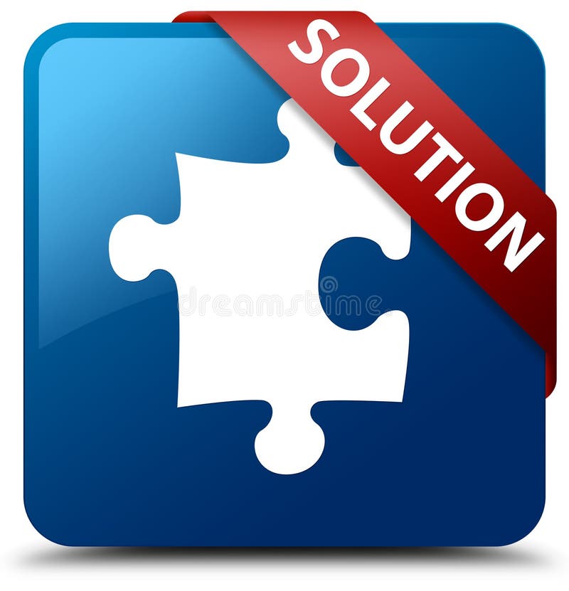 Solution (puzzle Icon) Blue Square Button Red Ribbon in Corner Stock ...