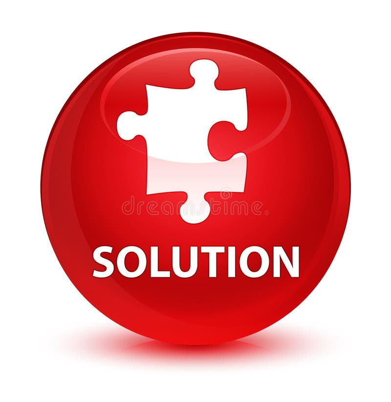 Solution (puzzle Icon) Glassy Red Round Button Stock Illustration ...