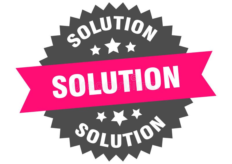 Solution. Solution Round Pink Label Isolated on Transparent Background ...