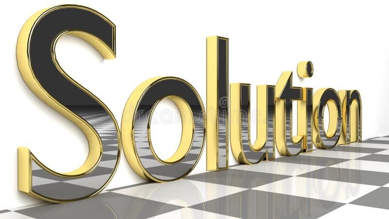Solution Sign in Gold and Glossy Letters Stock Illustration ...