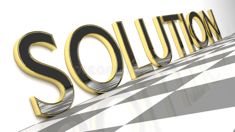 Solution Sign in Gold and Glossy Letters Stock Illustration ...