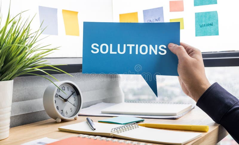 Solution or Solving Concepts with Text and Business Person Stock Photo ...