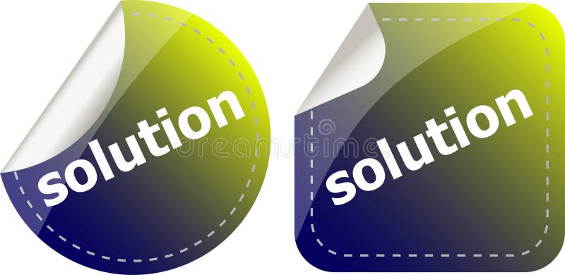 Solution Stickers Set, Icon Button Isolated on White Stock Illustration ...